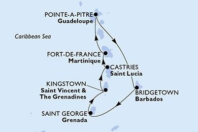 Sea cruise 7 nights Guadeloupe, Barbados, Grenada, Saint Vincent & The Grenadines, Saint Lucia ...